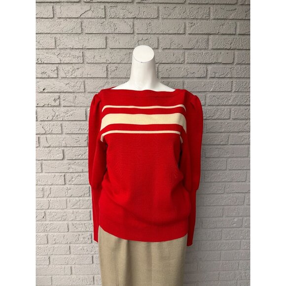 Maria Marrarella | Sweaters | Maria Marrarella Womens Pure Wool Red Striped Long Sleeve Sweater ...